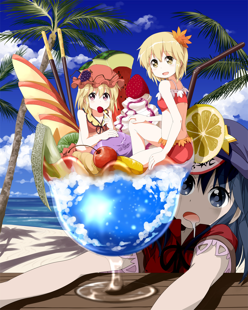tsurukou touhou aki minoriko aki shizuha miyako yoshika bikini swimsuits | #217868 | yande.re